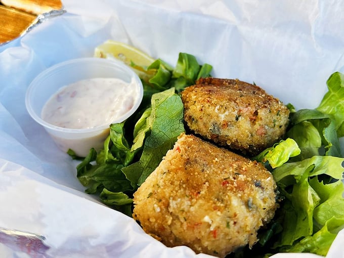 Crab cakes that actually taste like crab – a revolutionary concept that deserves both applause and immediate consumption.