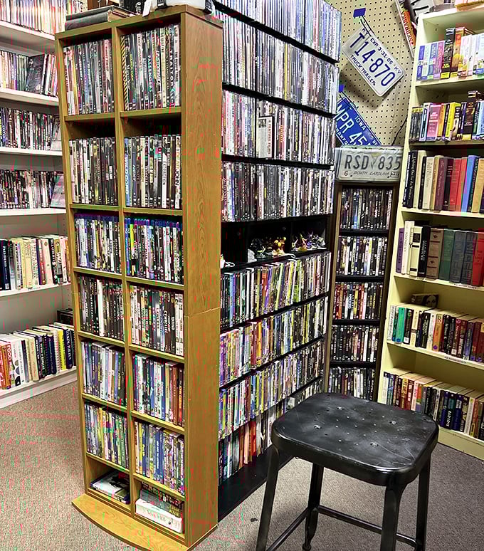 A library of films waiting to be rediscovered, proving physical media never truly dies—it just becomes collectible.