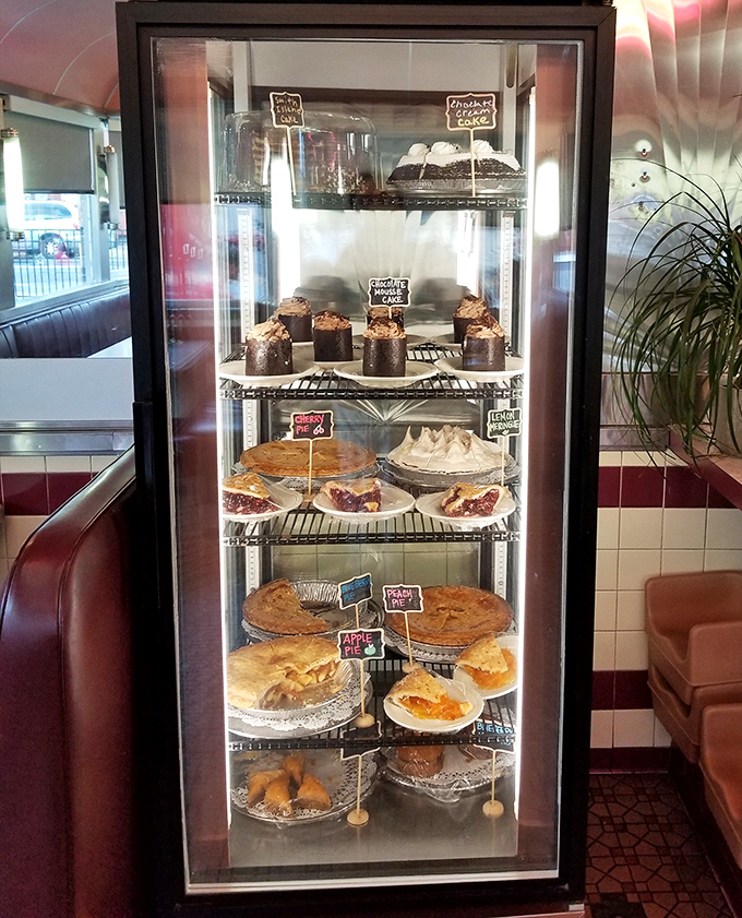 That dessert case is basically a glass monument to temptation, displaying sweet endings worth every calorie.