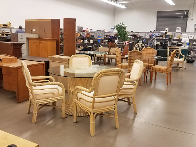This rattan dining set isn't just furniture—it's a 1980s tropical vacation waiting to transport your breakfast nook to Miami.