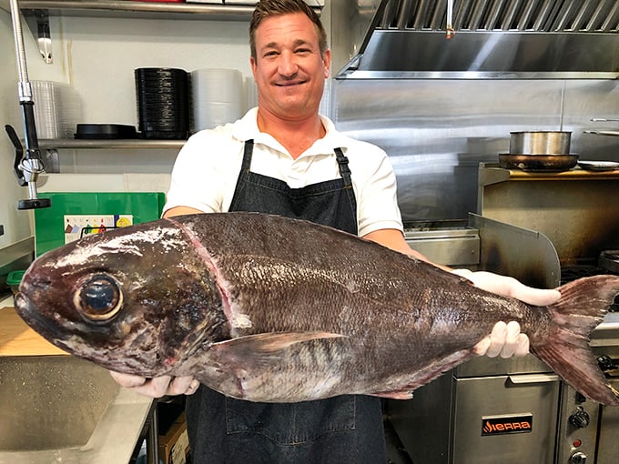 "Just caught this morning!" That's not just a sales pitch—it's the Sea Salt promise, delivered with a smile and impressive evidence.