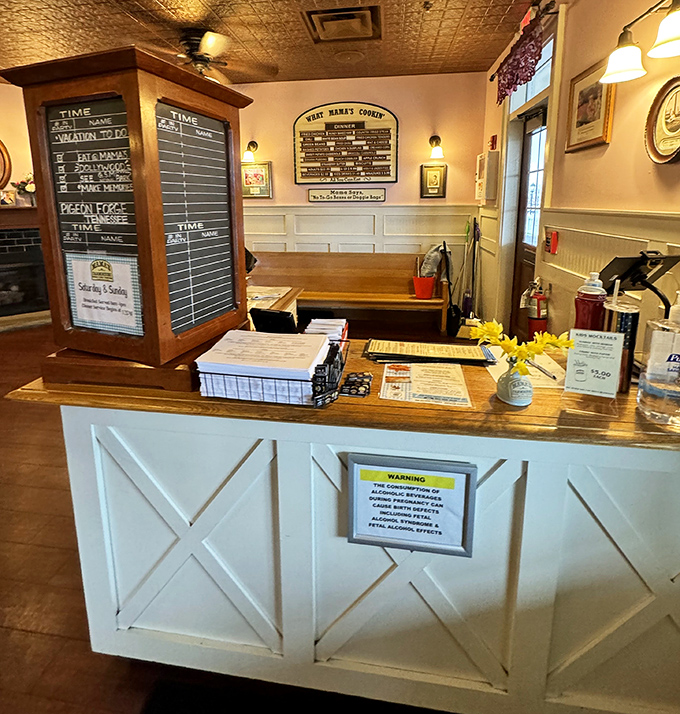 The host stand—that magical gateway between hunger and happiness, where the words "how many?" start your journey to comfort food nirvana.