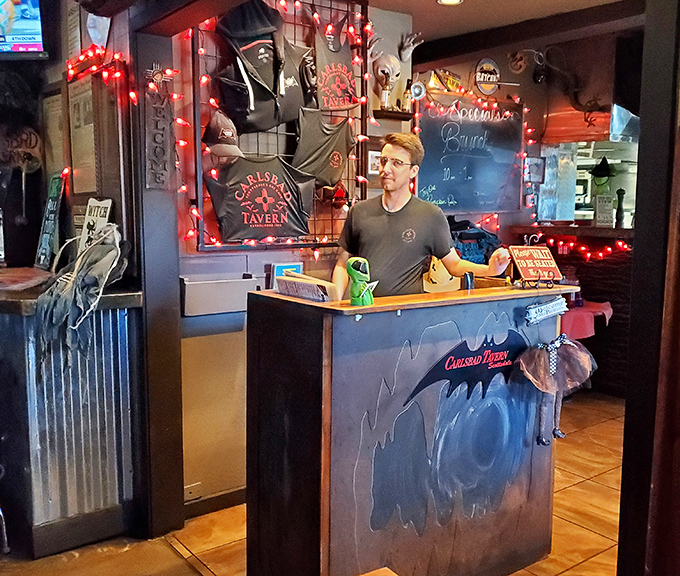 The host stand welcomes you to your cave dining adventure. Like the entrance to Narnia, but instead of a magical wardrobe, it's a gateway to enchiladas.