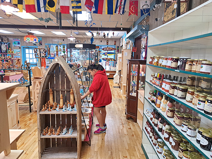 Jams, jellies, wooden toys, and hex signs – the gift shop section offers a slice of Amish craftsmanship to take home when pie alone isn't enough.