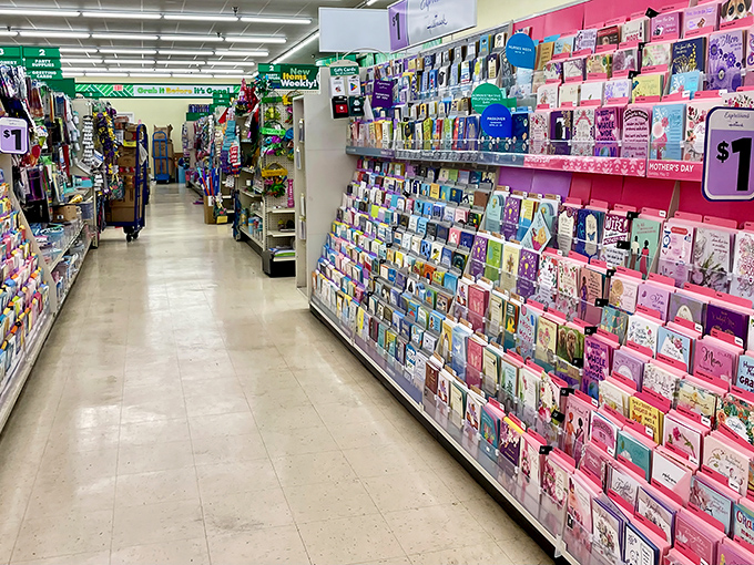 The greeting card mecca – where sentiments are heartfelt but prices aren't heart-stopping. Five dollars elsewhere barely buys you the envelope!