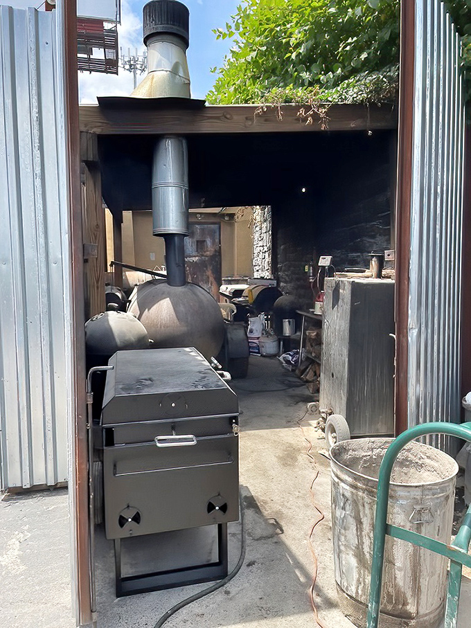 Behind the scenes where the magic happens—serious smokers working overtime to transform ordinary meat into extraordinary barbecue.