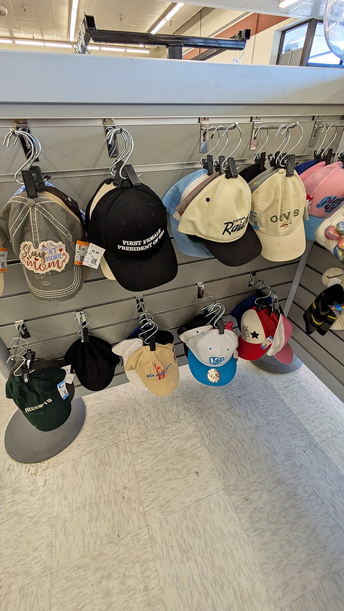 Hat heaven for the indecisive head-topper enthusiast. From "Girl Mom" casual to "First President" formal, your next personality statement hangs in the balance.