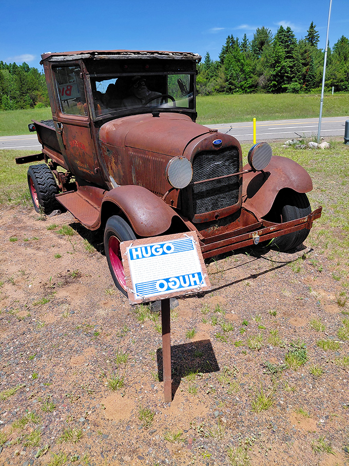 "Hugo" the vintage Ford truck looks like he's seen things – ninety years of Upper Peninsula winters will do that to you.