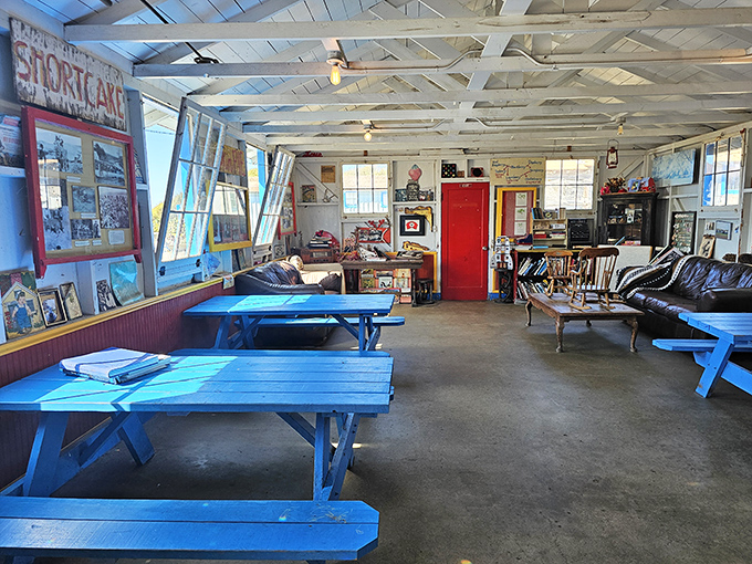 The farmstand's interior feels like your coolest friend's beach house—if that friend happened to be an organic farmer with great taste.