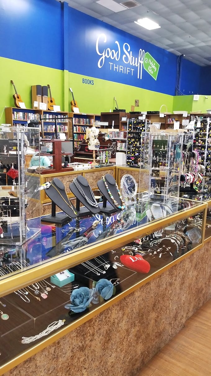 The jewelry counter sparkles with possibility—someone's discarded accessories waiting to become your signature statement piece.