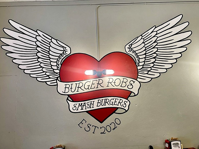 That winged heart logo says it all—these burgers will make your heart soar while simultaneously testing its limits. Established 2020, but timeless in taste.