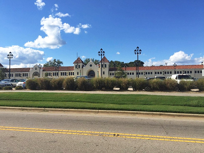 Under Carolina blue skies, the market's distinctive architecture stands as a landmark for generations of treasure hunters.