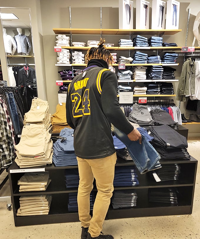 Denim decisions in progress. This shopper contemplates the eternal question: how many pairs of jeans can one reasonably justify at these prices?