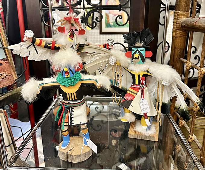 Native American kachina dolls displayed with the reverence they deserve. Cultural artifacts that connect Arizona's past with its present.