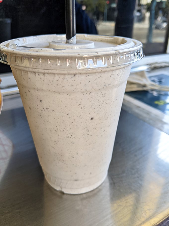 This isn't just a milkshake—it's a drinkable dessert that requires both a straw and a spoon. Cookies never had it so good.