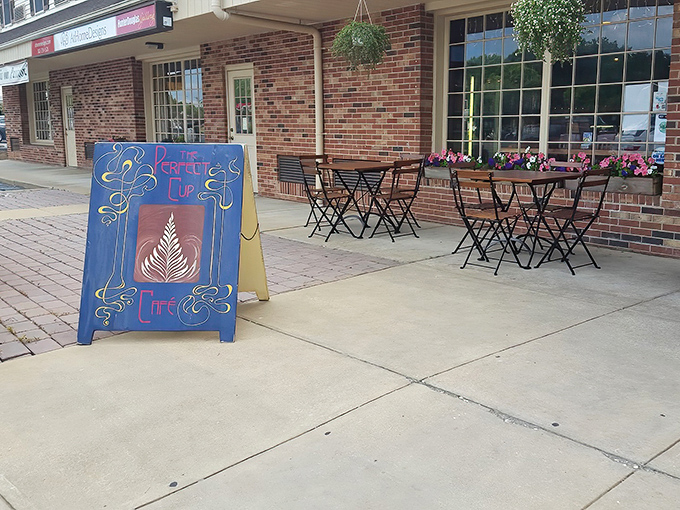 Outdoor seating that beckons on Delaware's perfect spring days, when coffee tastes even better with a side of sunshine.