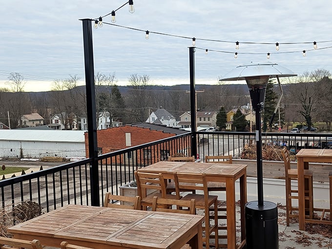 String lights and outdoor seating transform any meal into an al fresco experience worthy of European café dreams.