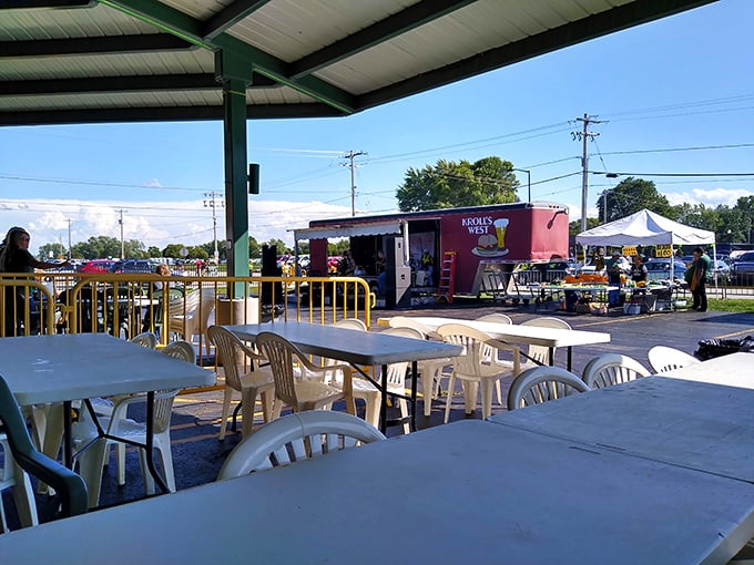 Outdoor seating for those precious Wisconsin summer days when the temperature climbs above 70° and everyone acts like they're on a tropical vacation.