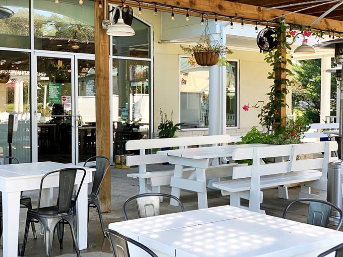 Al fresco dining with a side of ocean breeze—this patio practically demands you linger over one more glass of chilled white.