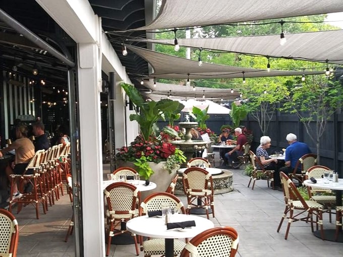 The outdoor patio offers al fresco dining with all the charm of a European café, right in the heart of Columbus.
