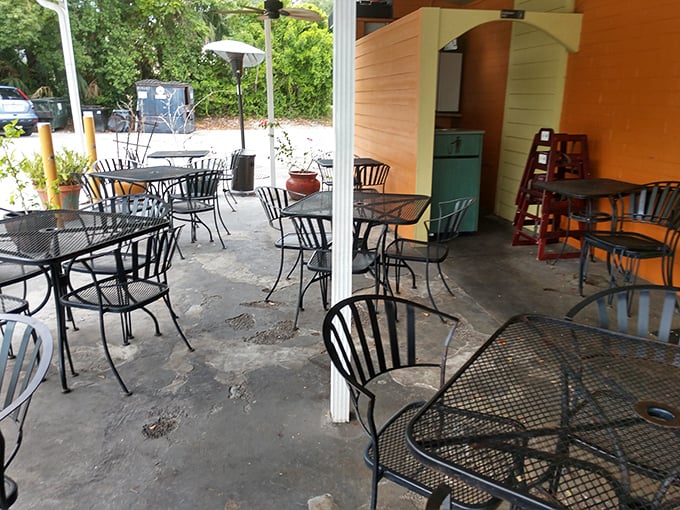 The outdoor seating area offers Florida sunshine with your side of hash browns. A peaceful oasis for enjoying your breakfast while watching the world go by.