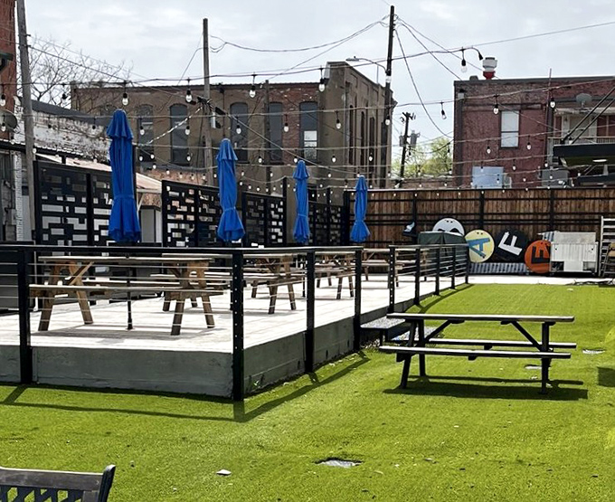 The outdoor seating area offers a breath of fresh air between bites. Texas sunshine makes everything taste better anyway.