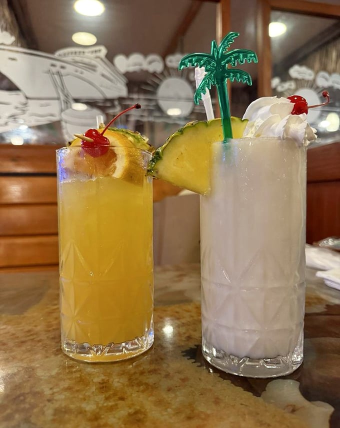 Tropical drinks that transport you to vacation mode with the first sip—complete with tiny umbrellas that somehow make everything taste 30% more delicious.