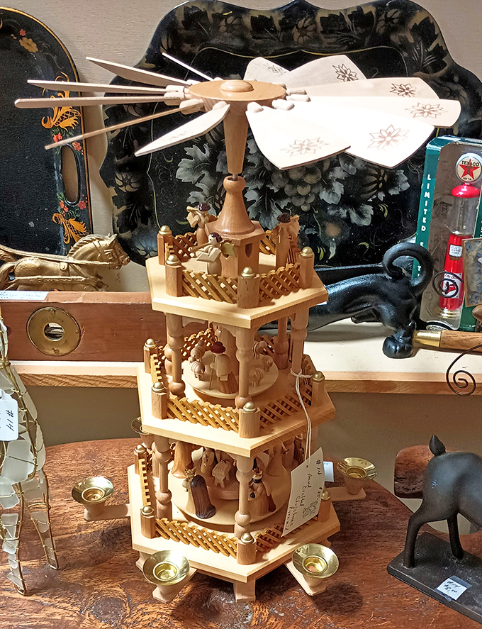 This intricate wooden Christmas pyramid isn't just decoration—it's engineering artistry that would make any German craftsman proud.
