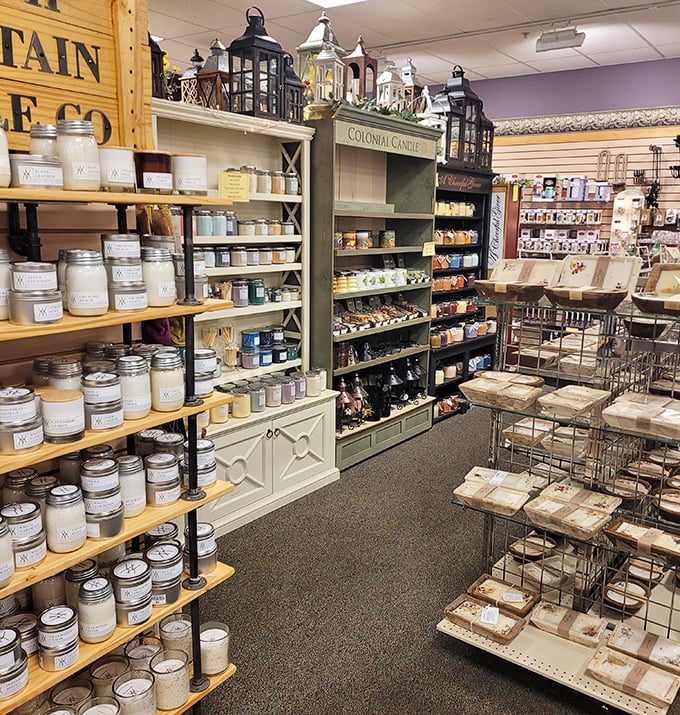 Candles that transport you through scent alone, arranged like soldiers ready for aromatic duty. From farmhouse fresh to cozy comfort, there's a fragrance for every mood.