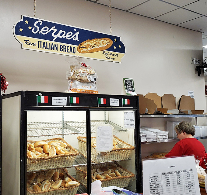 The "Real Italian Bread" sign isn't just advertising – it's a solemn promise backed by decades of dough-making expertise.