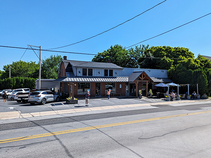 The Speckled Hen's rustic-meets-modern exterior hints at the culinary treasures within—farm-to-table isn't a trend here, it's simply how things have always been done.
