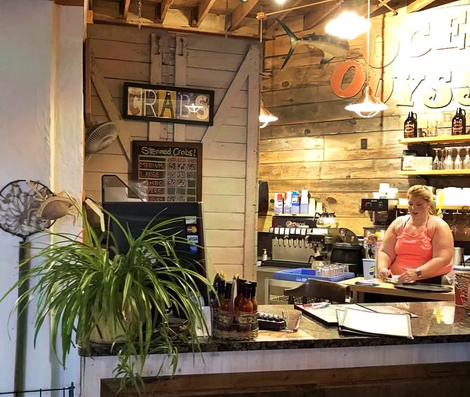 Where the magic happens—the counter where orders are taken and seafood dreams are fulfilled by the friendly staff.
