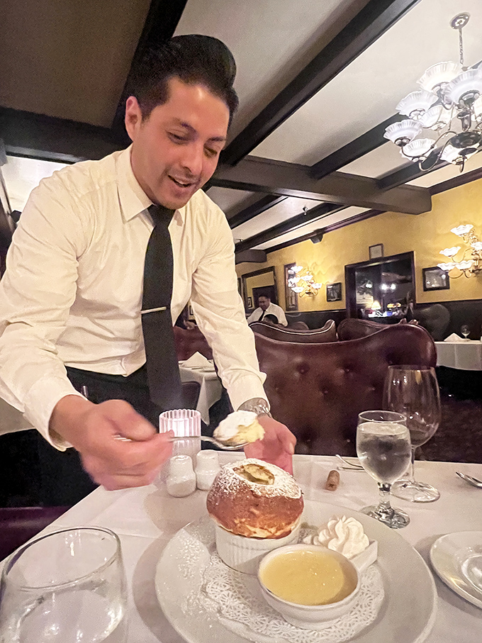 The tableside service elevates dessert from mere food to theatrical experience, proving some traditions are worth preserving in our drive-thru world.