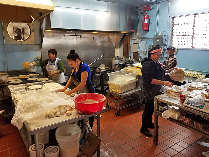 The tortilla assembly line where magic happens daily. No machines, no shortcuts—just hands that know exactly what they're doing.