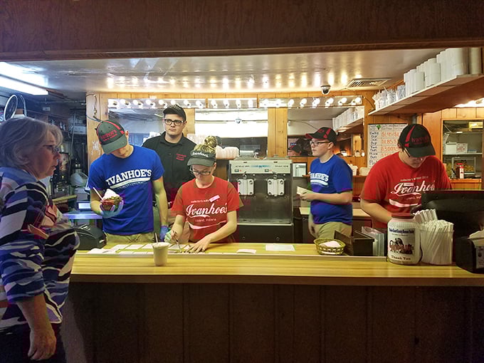 The ice cream artisans wear their Ivanhoe's pride like Olympic uniforms. These are the athletes of dessert construction.