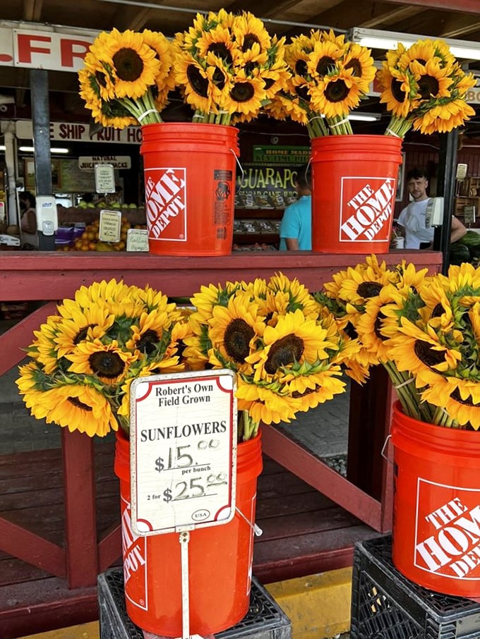 Sunshine in flower form. These locally grown sunflowers bring farmhouse chic to your kitchen table—no Pinterest tutorial required.