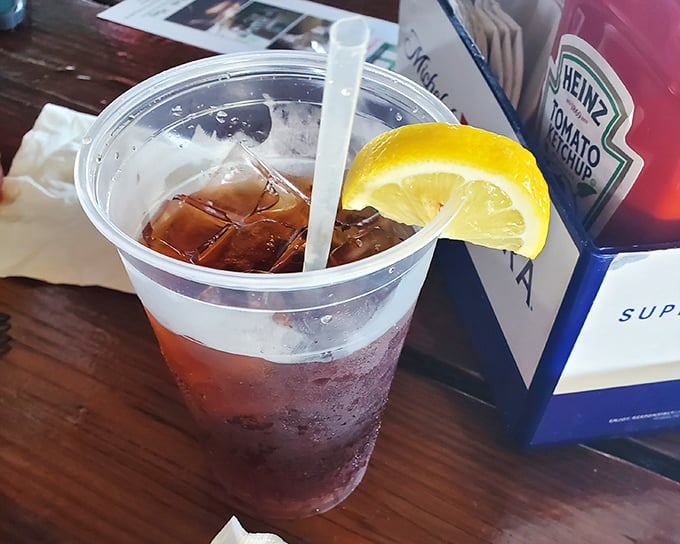 Sweet tea in Florida isn't just a beverage—it's practically a constitutional right, served properly chilled with a lemon lifeguard.