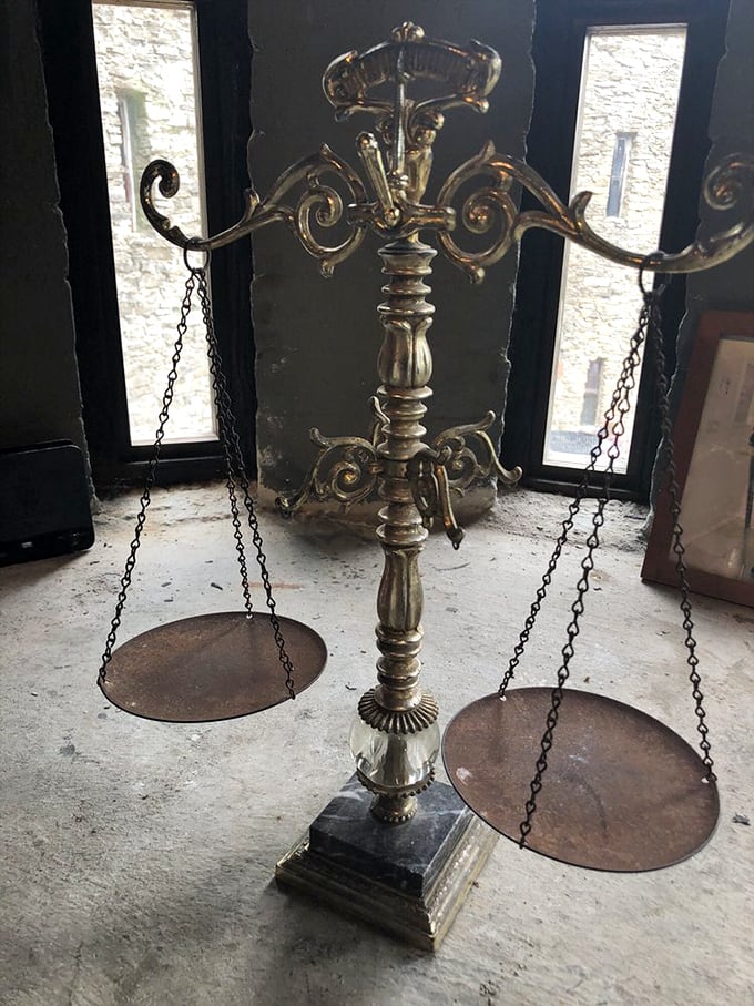 Justice was blind in medieval times too—this ornate balance scale represents the weighing of evidence long before Law & Order made it cool. 