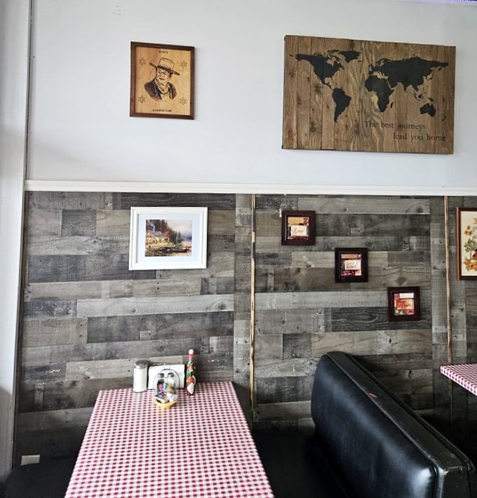 Wall art that says "we're not trying too hard" in the most charming way possible. A world map reminding you the best journeys often end with breakfast.