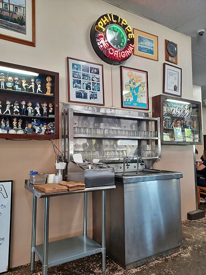 Even the memorabilia tells a story—Philippe's connection to LA sports culture is as much a part of its DNA as the French dip.