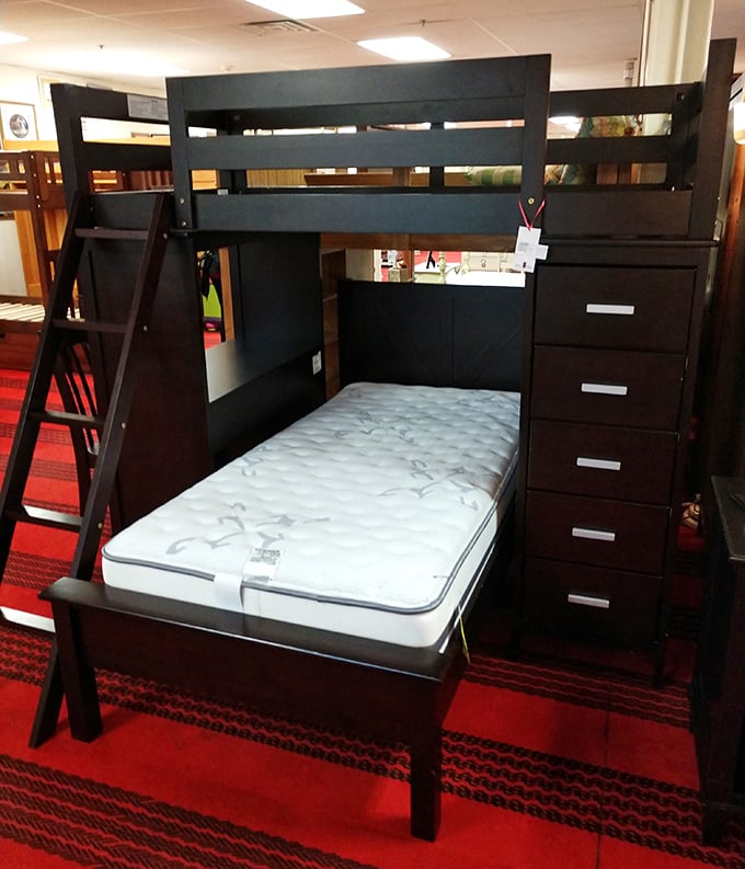 Space-saving brilliance for growing families. This bunk bed setup solves the "Mom, I need my own room" crisis.