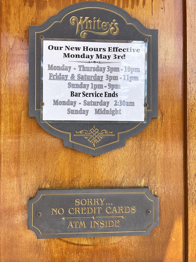 The hours sign doesn't just tell you when they're open—it reveals when happiness is being served in Richfield.