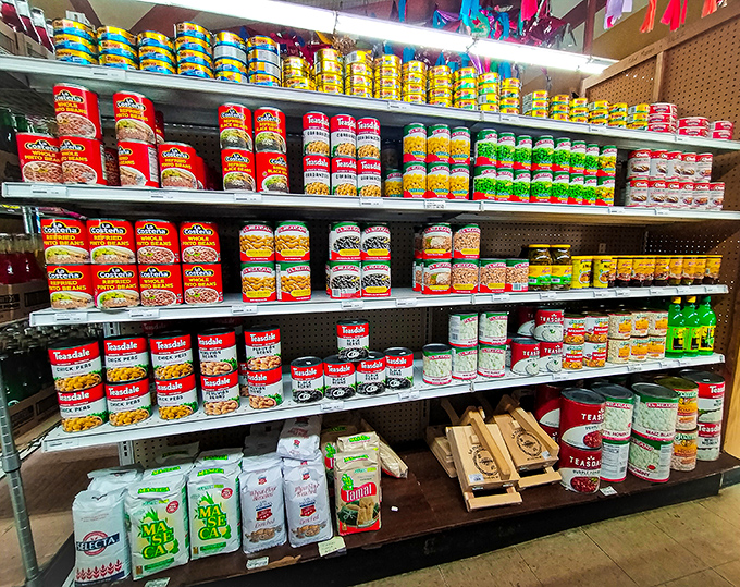 The canned goods section isn't just practical—it's a passport to authentic Mexican cooking. These humble tins contain the secret weapons of abuelitas everywhere.