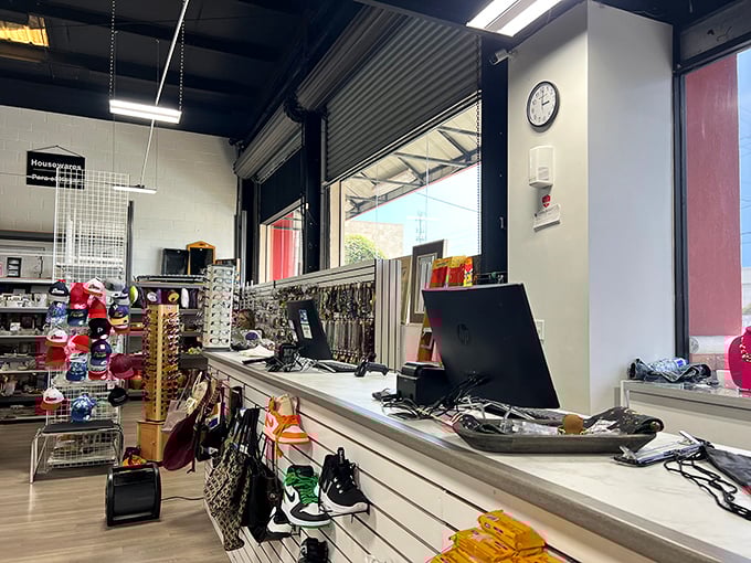 At the checkout counter, treasures are tallied and dreams are bagged—the final step in the thrift store adventure.