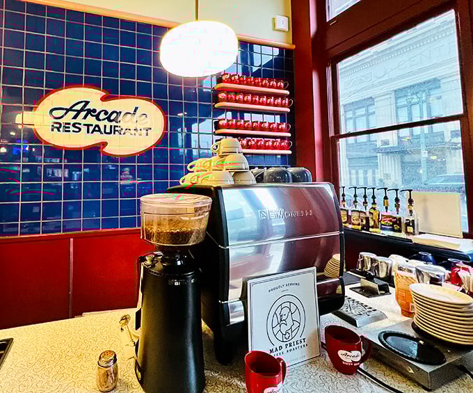 The coffee station—where morning dreams are brewed and the day's first important decision is made: regular or decaf?