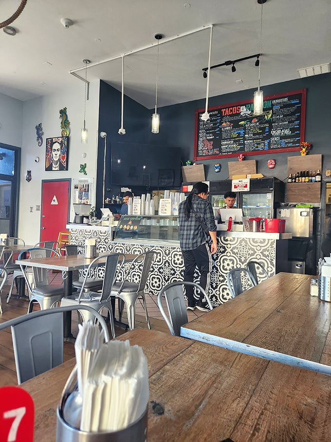 Where transactions become transformations—the counter experience at Tacos El Patron combines efficiency with the warm hospitality of a family kitchen.