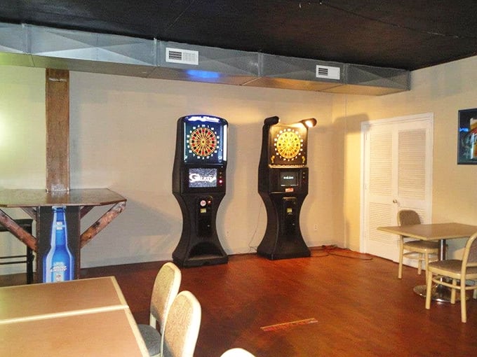 Electronic dart boards stand ready for friendly competition—because nothing builds an appetite quite like the sweet taste of victory.