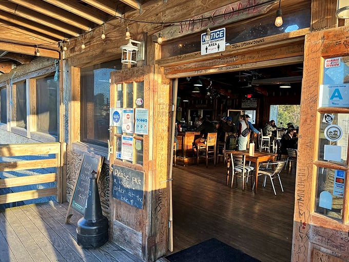 The entrance tells you everything you need to know—this place is about character, not pretense, and the food is all the better for it.