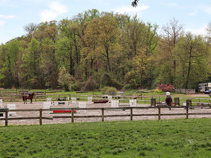 Equestrian elegance in action. Bellevue's riding facilities continue the du Pont legacy of horsemanship, minus the pressure of winning the Triple Crown.