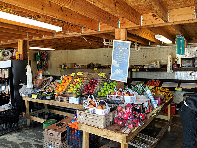 Nature's candy display! These fresh fruits and vegetables didn't travel across continents to reach your table—just across the county.